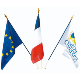 Lot 3 = 1 porte-drapeau Ø 19mm 3 branches + 3 drapeau 60x90cm (1 France ...