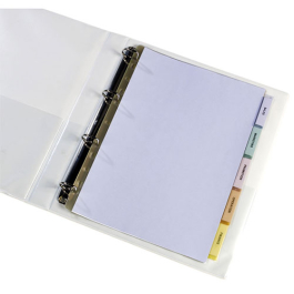 Intercalaires à onglets A4 transparent en polypropylène 6 positions