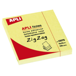 Recharge de notes Zig Zag 100 feuilles 75x75mm jaune